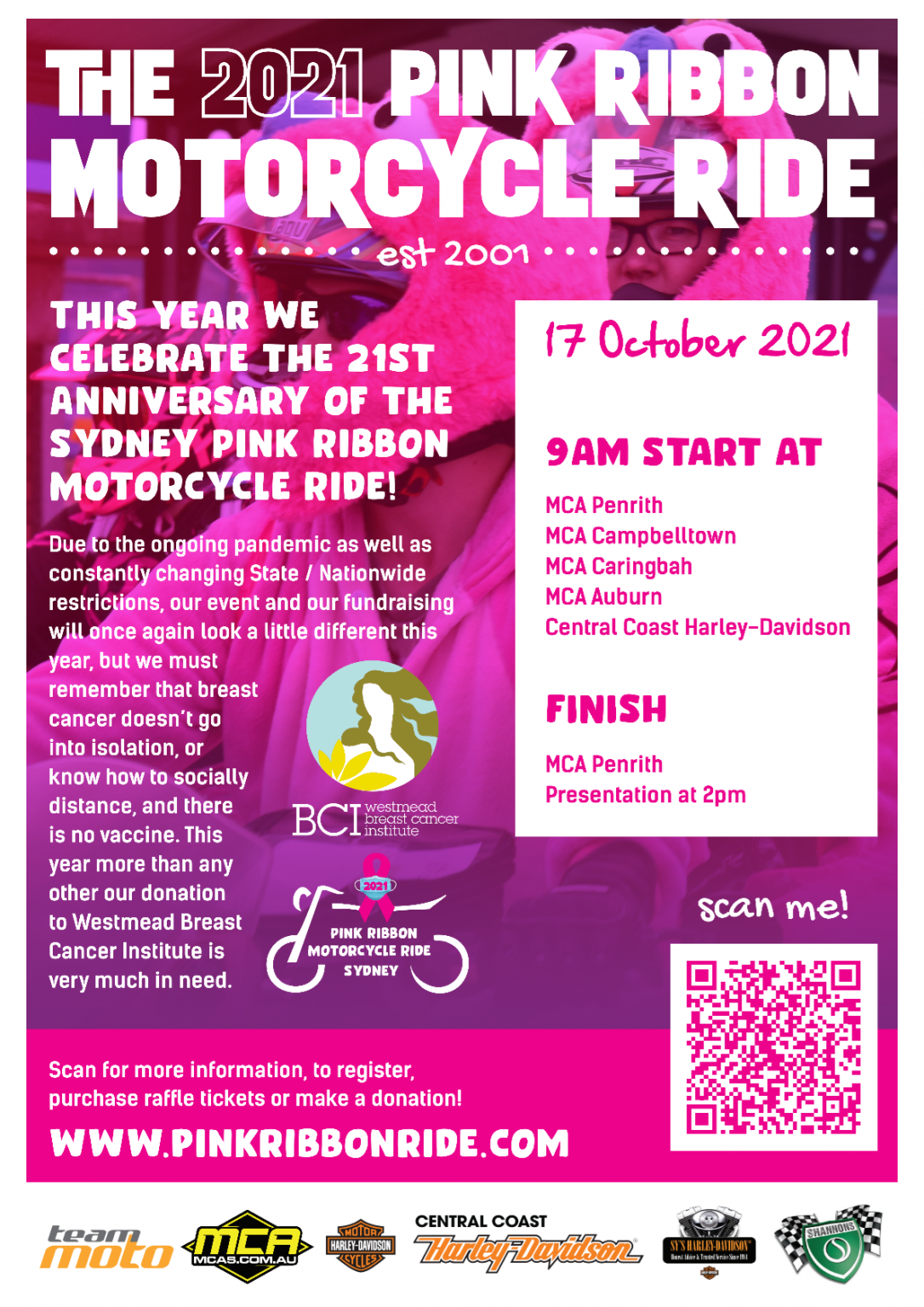 2021 Pink Ribbon Motorcycle Ride - Westmead Breast Cancer Institute